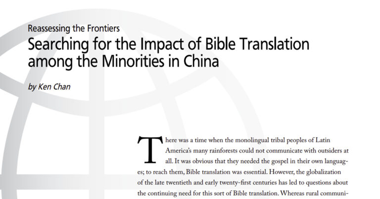 Searching for the Impact of Bible Translation among the Minorities in ...
